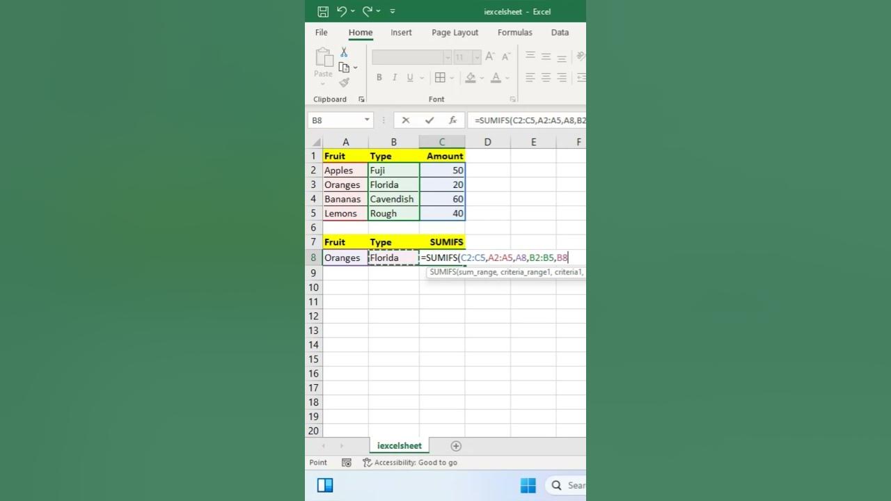 Conditional function: "SUMIFS" - YouTube