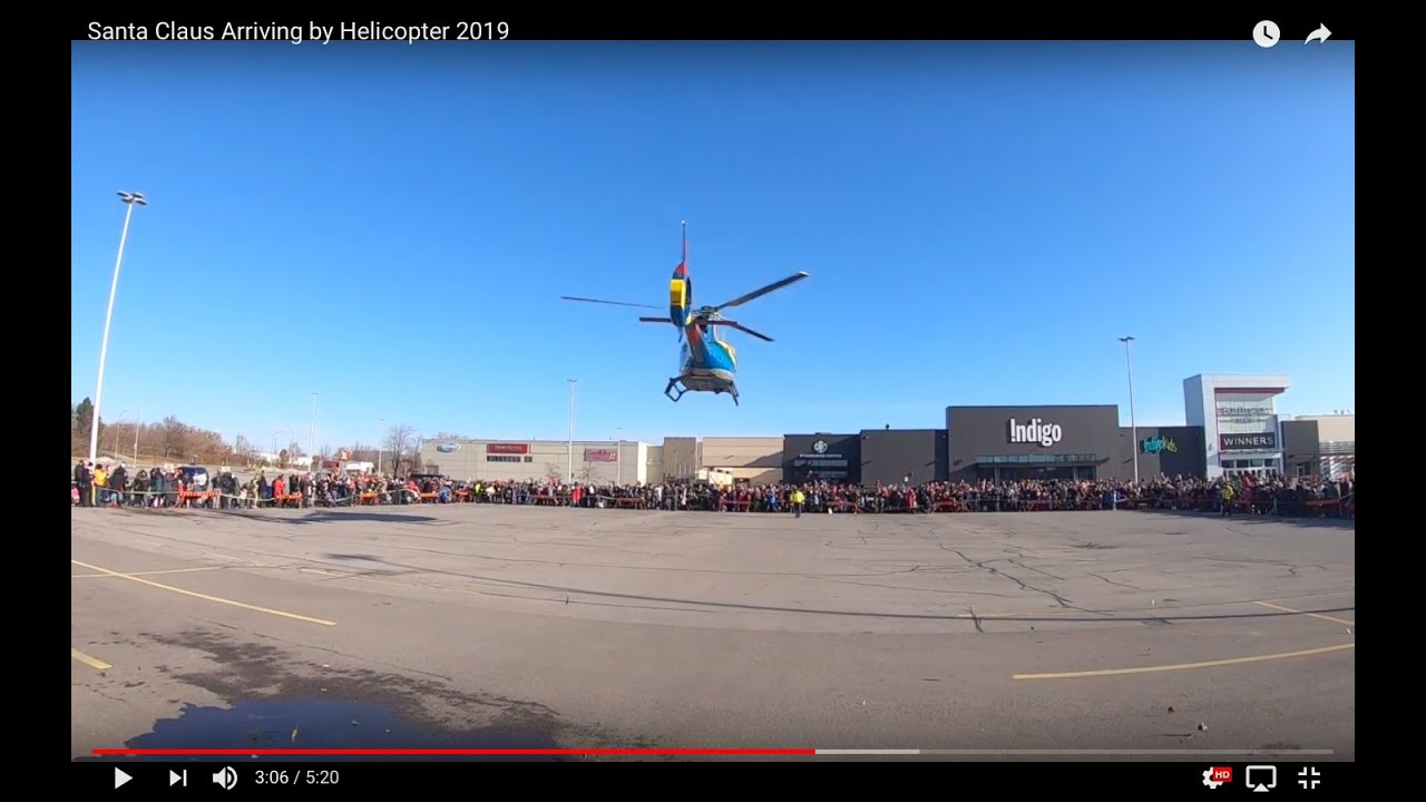 Santa Claus Arriving by Helicopter 2019 - YouTube