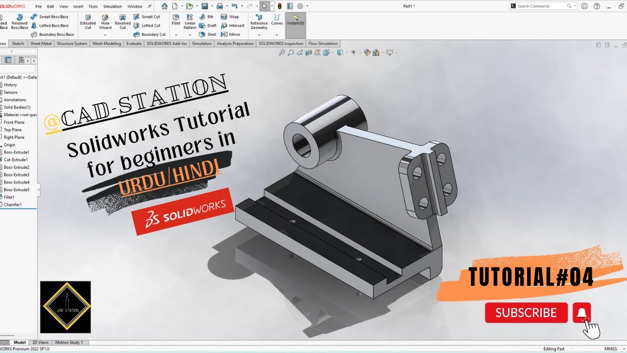 Solidworks tutorial for mechanical engineering in URDU || Lecture#04 ...