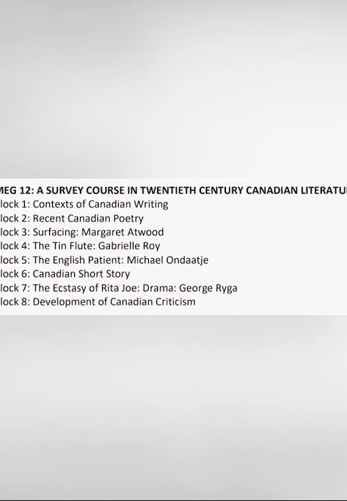 MEG 12 : A Survey Course in Twentieth century Canadian Literature| IGNOU MA English Syllabus|# ...