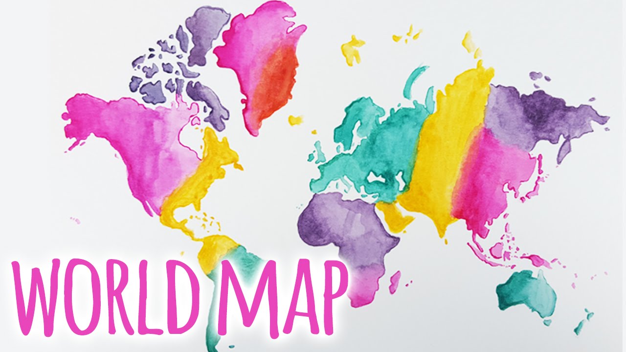 Watercolour WORLD MAP Painting Tutorial - YouTube