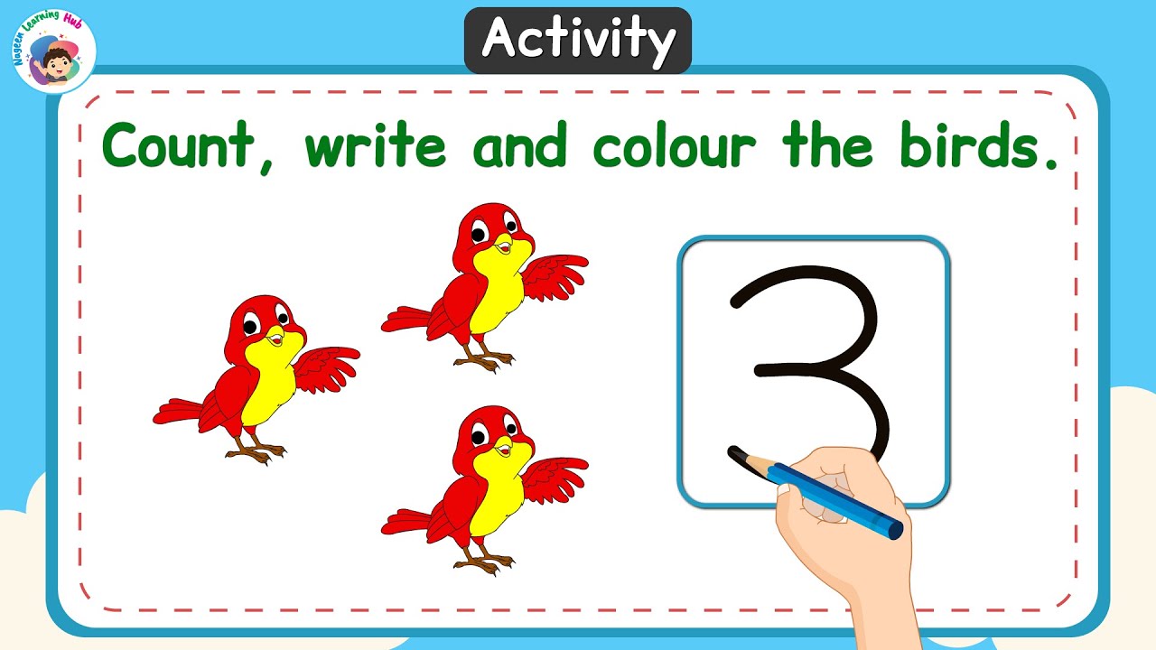 Activity | Count, Write And Colour The Birds | Numbers Activity | Kids ...