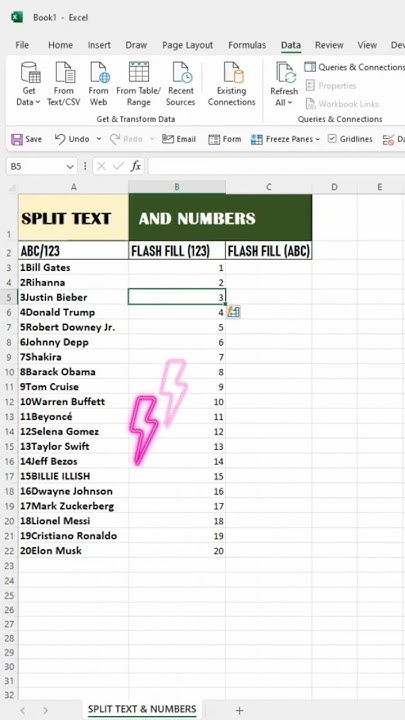 Split Text & Numbers in Seconds! #excel #flashfill - YouTube