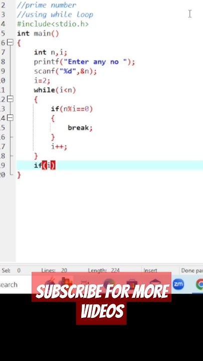 prime no using while loop in C | #cprogramming #basiccoding - YouTube