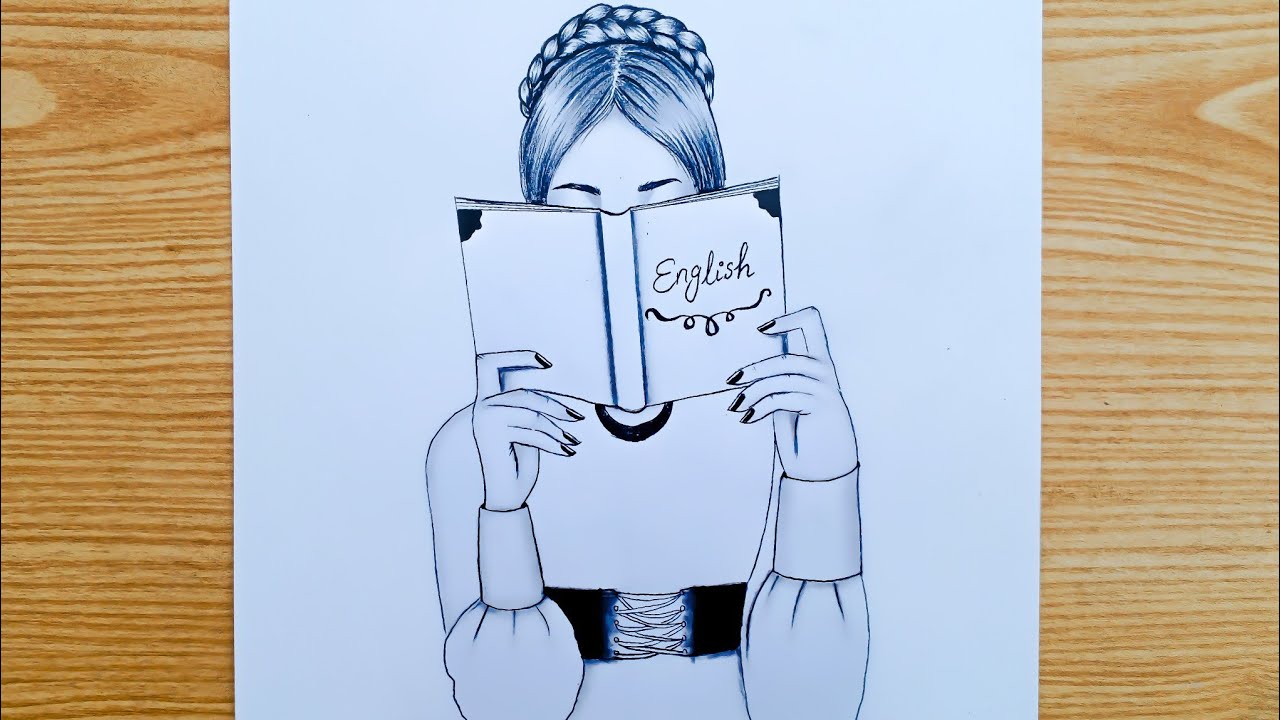 How to draw a girl reading book📚||girl hidden face ||pencil sketch -for ...
