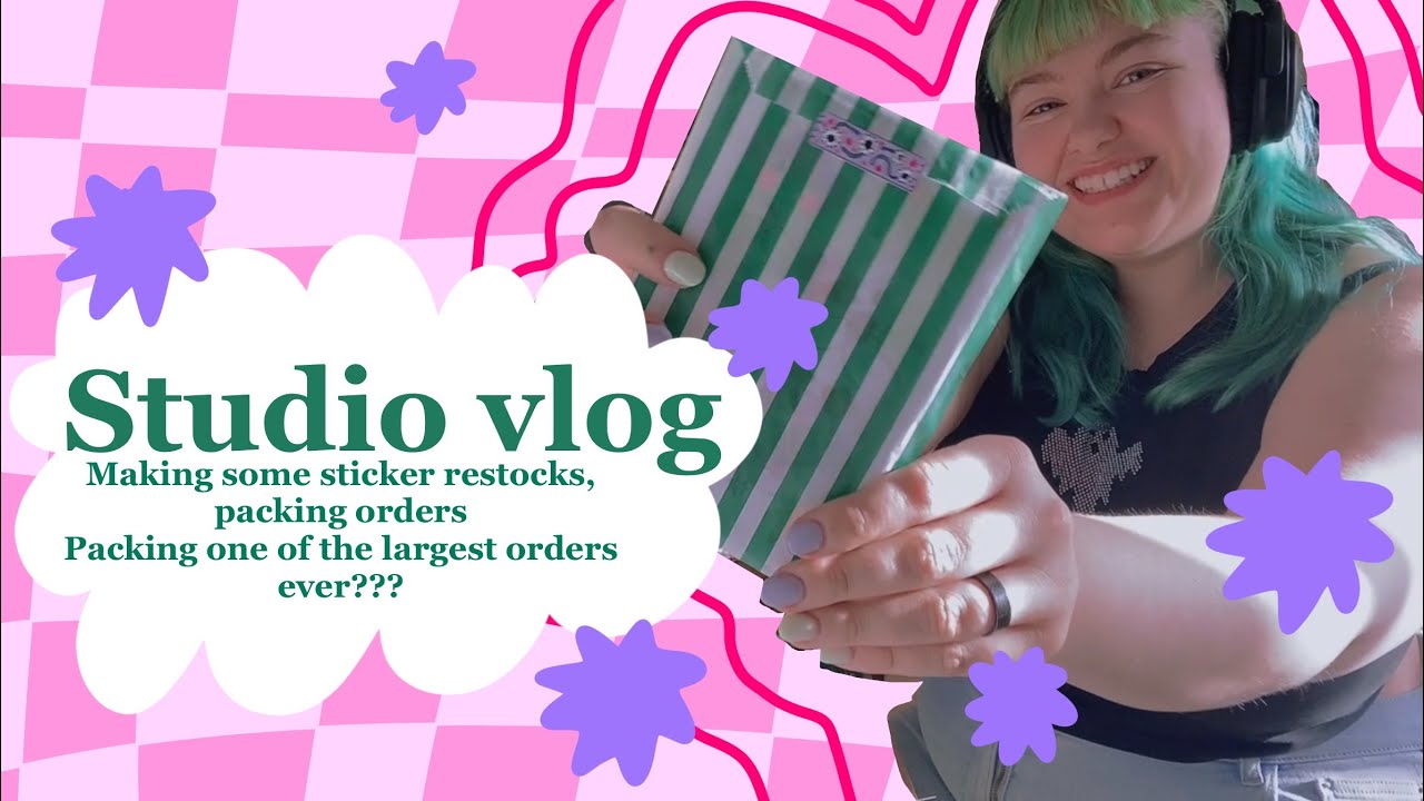 🌸STUDIO VLOG🌸 restocking stickers and packing the biggest sticker order ...