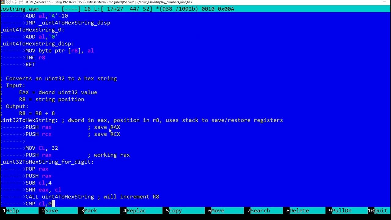 Displaying 32bit hexadecimal numbers in assembly language - YouTube