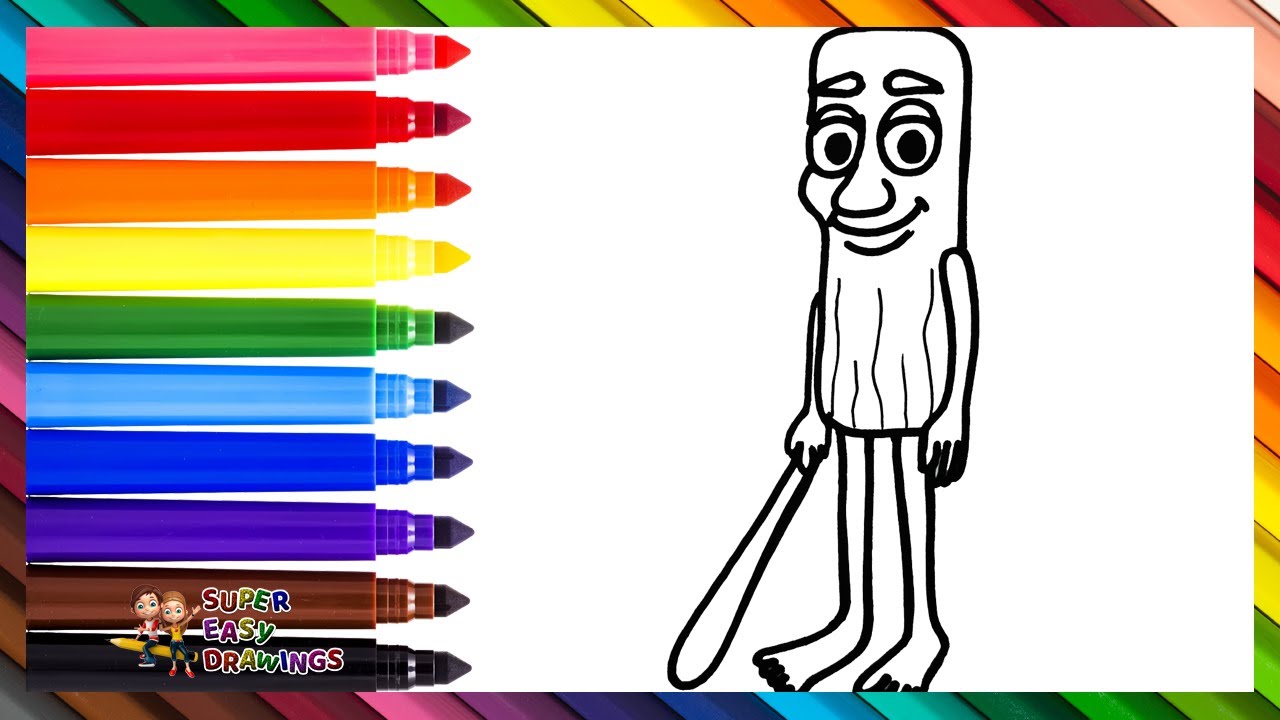 Draw and Color Tung Tung Tung SAHUR 🪵💙🌈 Drawings for Kids - YouTube
