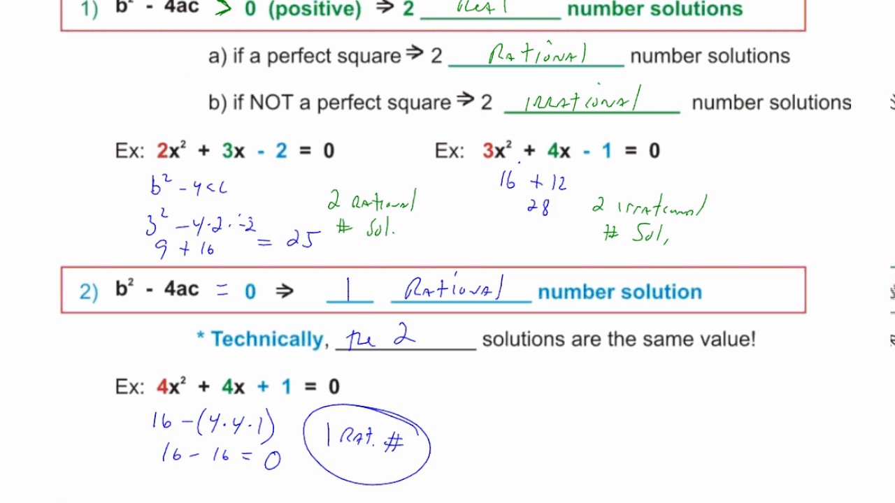 Algebra 1 Lesson 12.6 The Discriminant by Rick Scarfi - YouTube