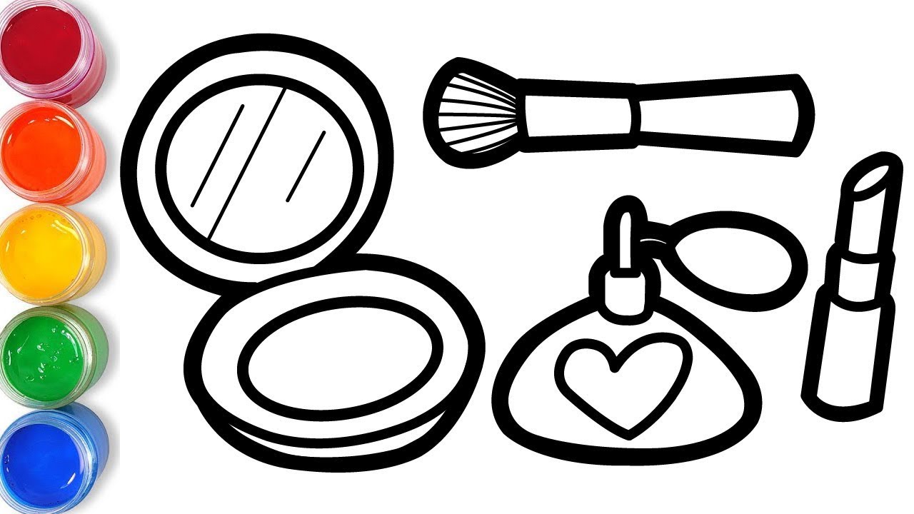 How to draw a cute makeup set || Easy makeup set drawing for kids ...