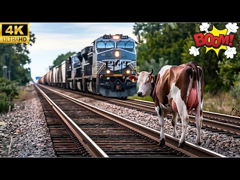 30 Live Moments of Trains Colliding with Animals - YouTube
