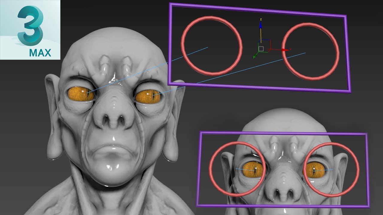 Test eyes Rig in 3ds Max - YouTube
