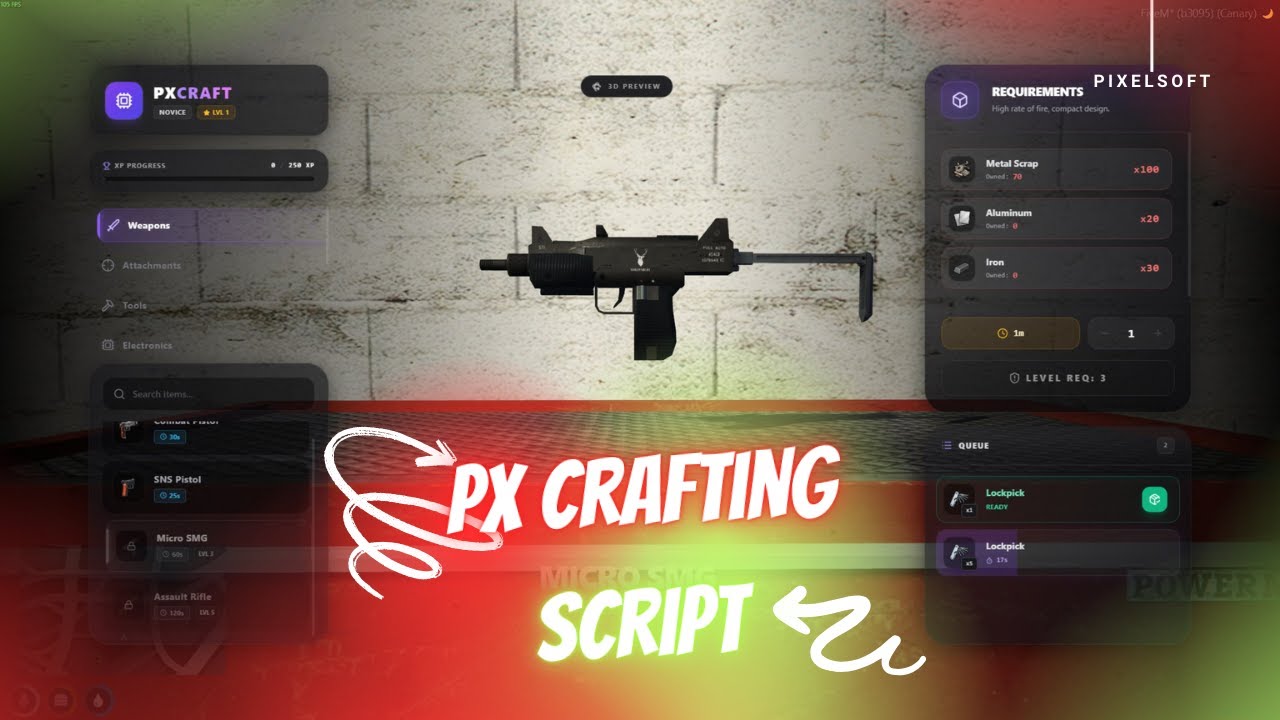 Fivem Crafting Script 🛠️ [ESX & QBCore & QBOX] [PAID] #fivem #script ...