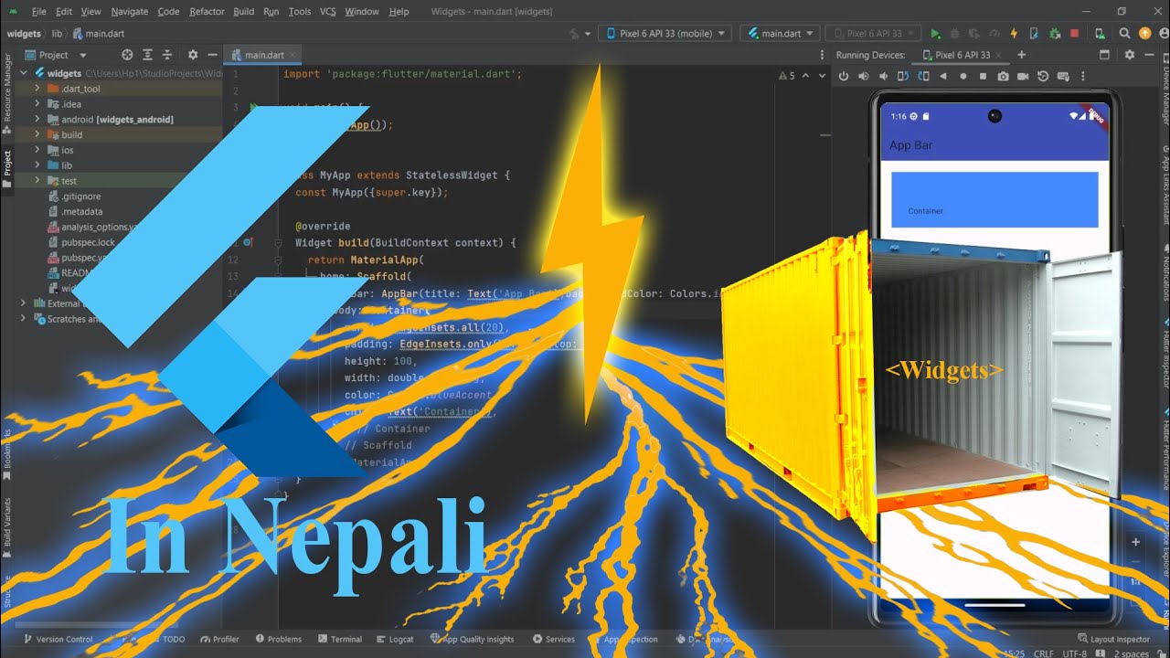 StatelessWidgets, HotReload, Container in Flutter | Learn Flutter in Nepali | BCA DAI - YouTube