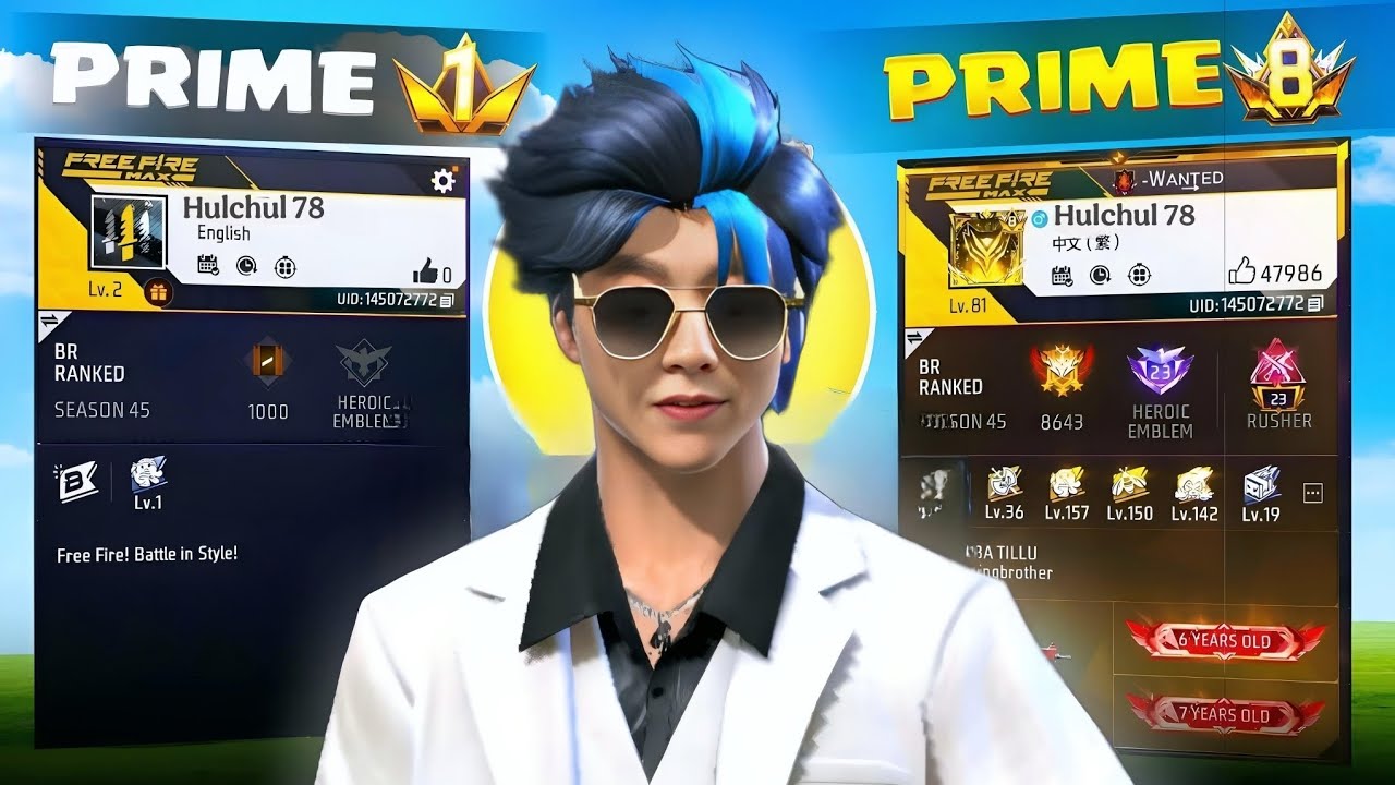 1 To 8 Prime Level Player's Collection In Free Fire 🔥! - YouTube