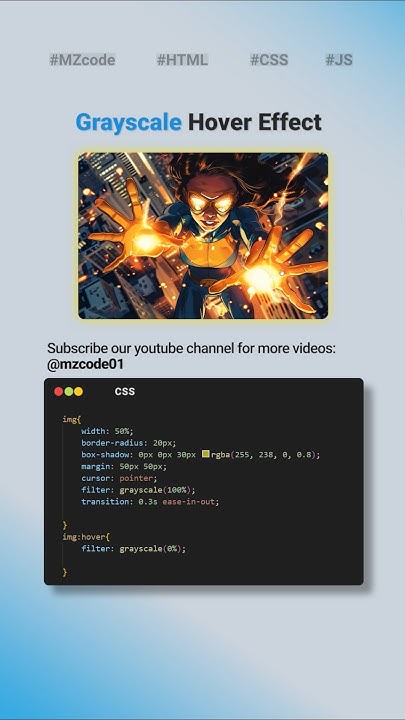 Css Tips And Tricks Grayscale Hover Effect Css Coding Shorts