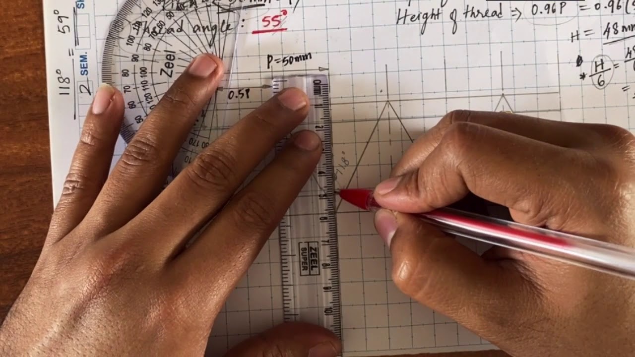 British Standard Whitworth(BSW) thread form_Manual drawing - YouTube