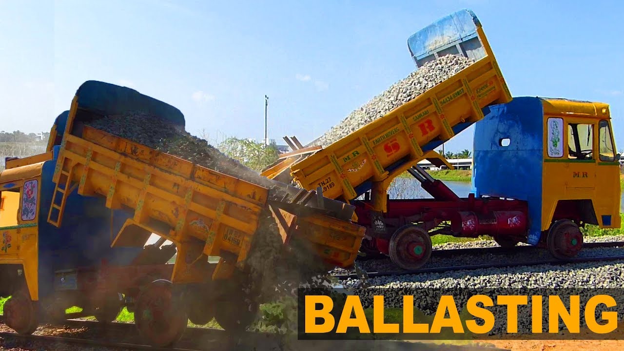 TRACK BALLASTING With Trucks on Rails | Indian Railways Video - YouTube