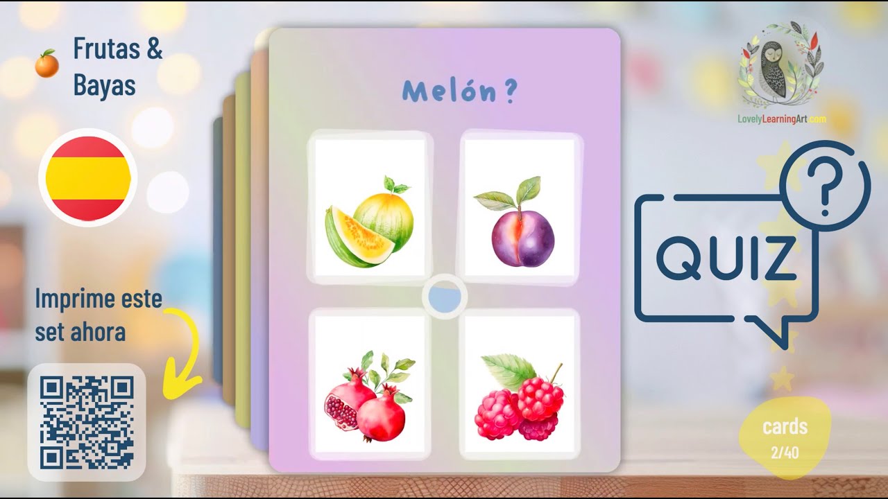 Fruits in Spanish for Kids | Quiz | Tarjetas de frutas para niños ...