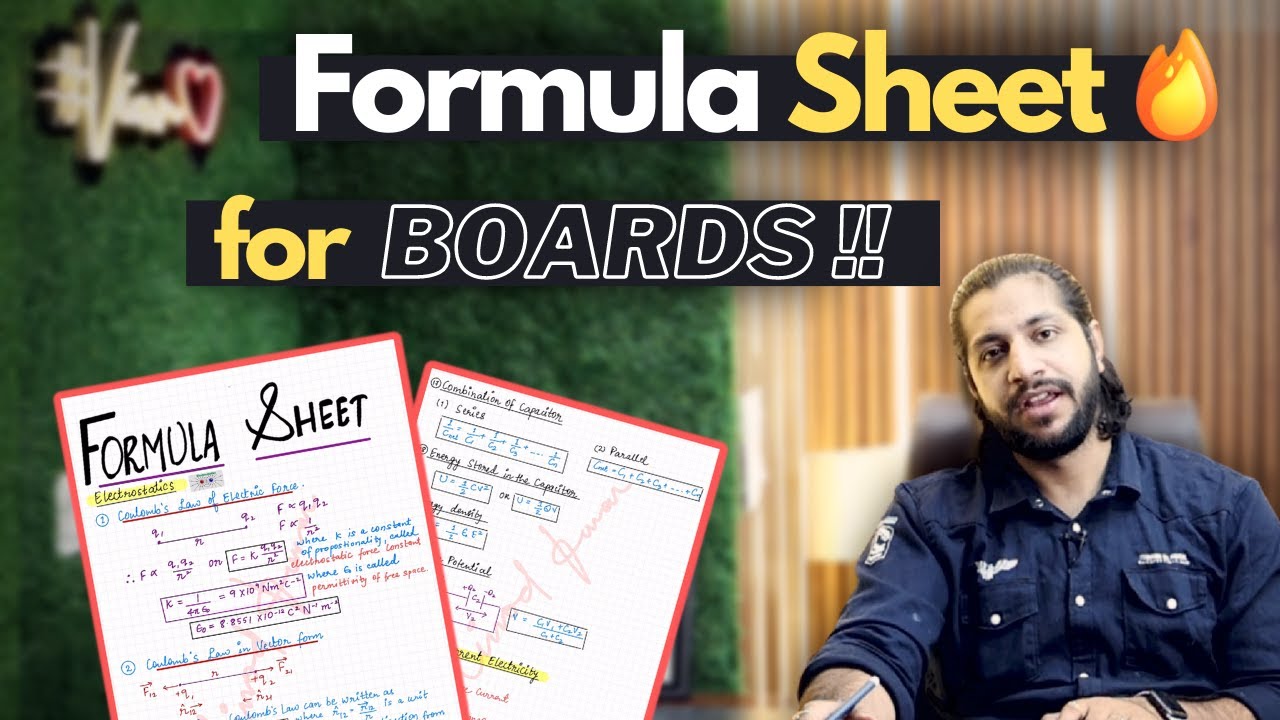 Complete Physics Formula Sheet I Class 12 I CBSE BOARDS 2023 I Vinod ...