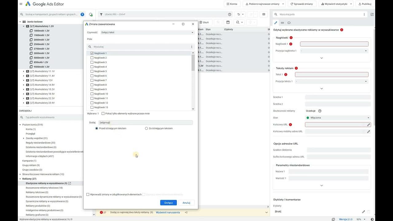 Edytor Google Ads - przydatne funkcje - Formula Words (1) - YouTube