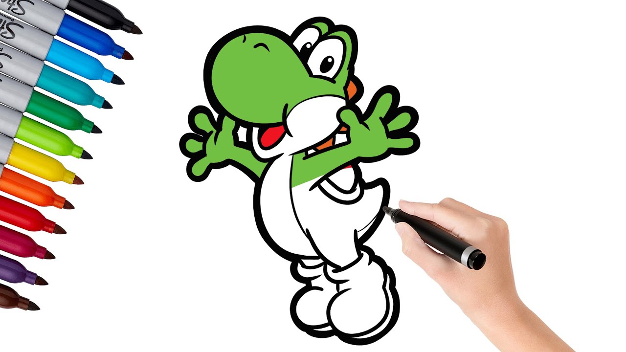 Easy Tutorial: Drawing Yoshi Super Mario - How to Draw Yoshi The Super ...