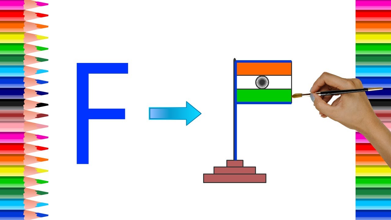 ABCD for kids. How to draw a interactive Flag with Letter F. - YouTube