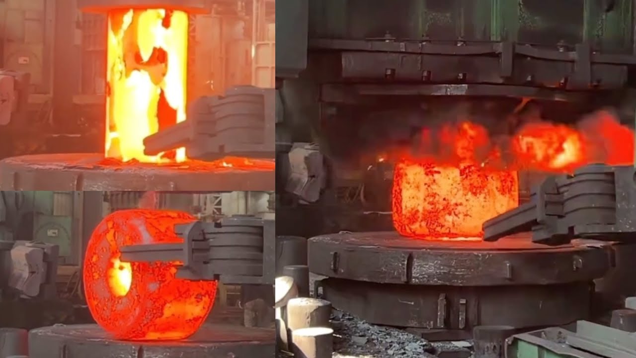 Powerful Hydraulic Press Punching Forging Process | Machinery Sounds ...
