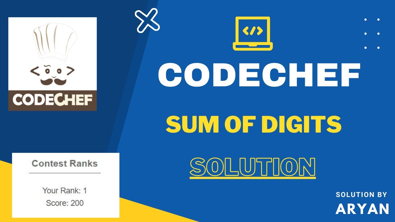 Sum of Digits | Codechef Solution | #coding #competitiveprogramming - YouTube