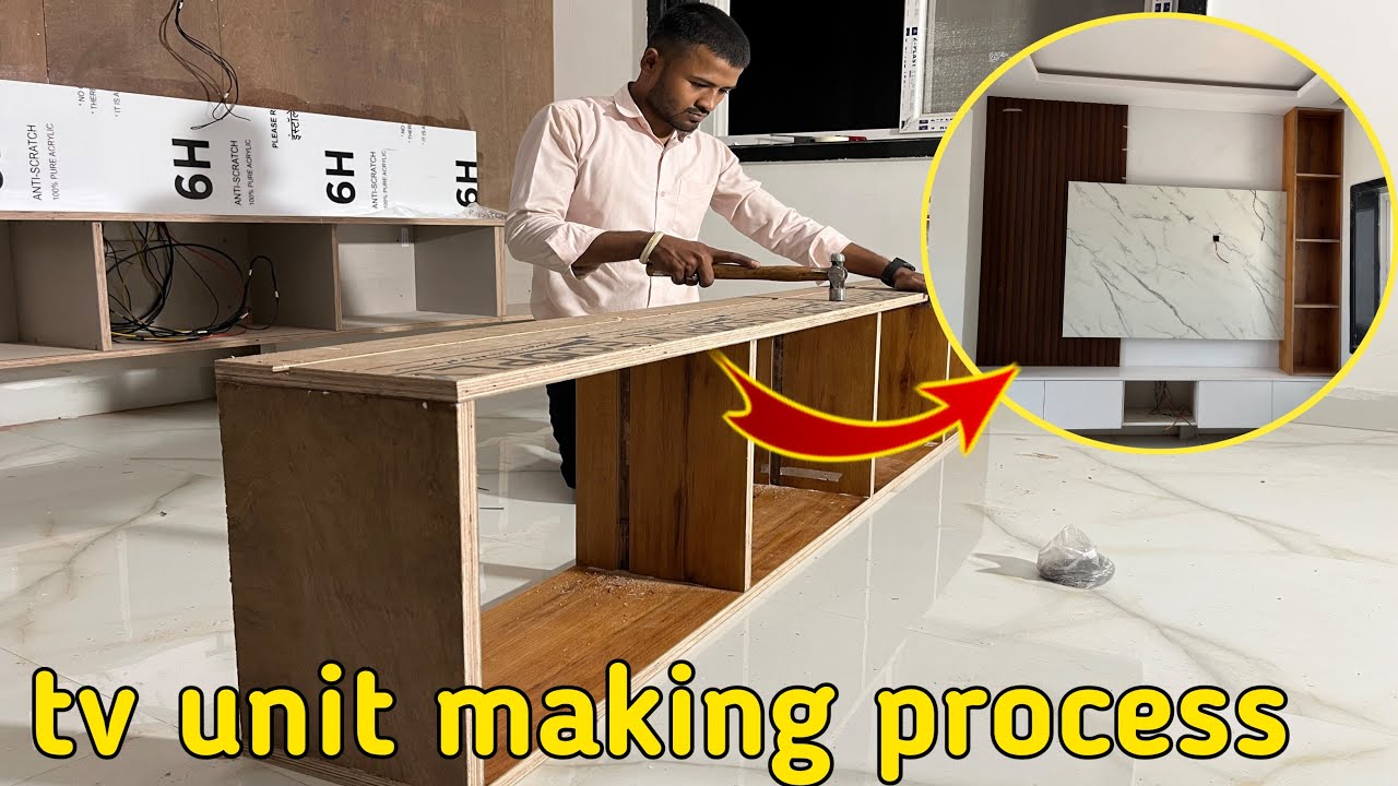 How to make tv unit | टीवी यूनिट कैसे बनायें | tv unit making process ...