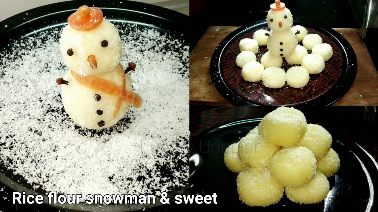 Rice flour snowman| edible snowman| snowman diy| rice flour sweet| rice ...