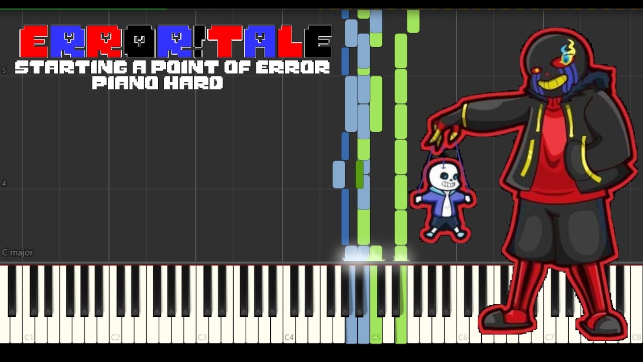 Starting a point of error from Errortale - Hard mode [Piano Tutorial] (Midi visualizer) - YouTube