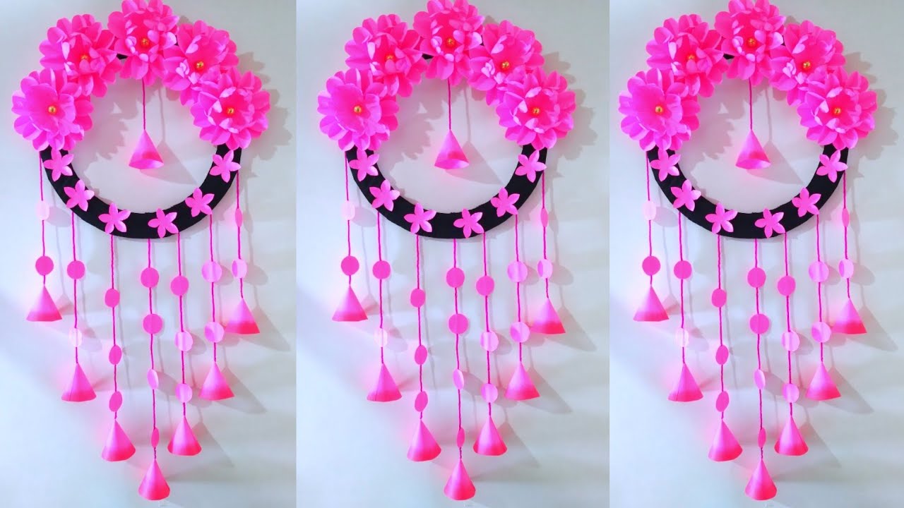 A4 nirmana / How to make paper flowers wall hanging / easy wall ...