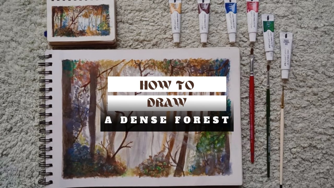 How to draw a dense forest -watercolor drawing for beginners #painting ...
