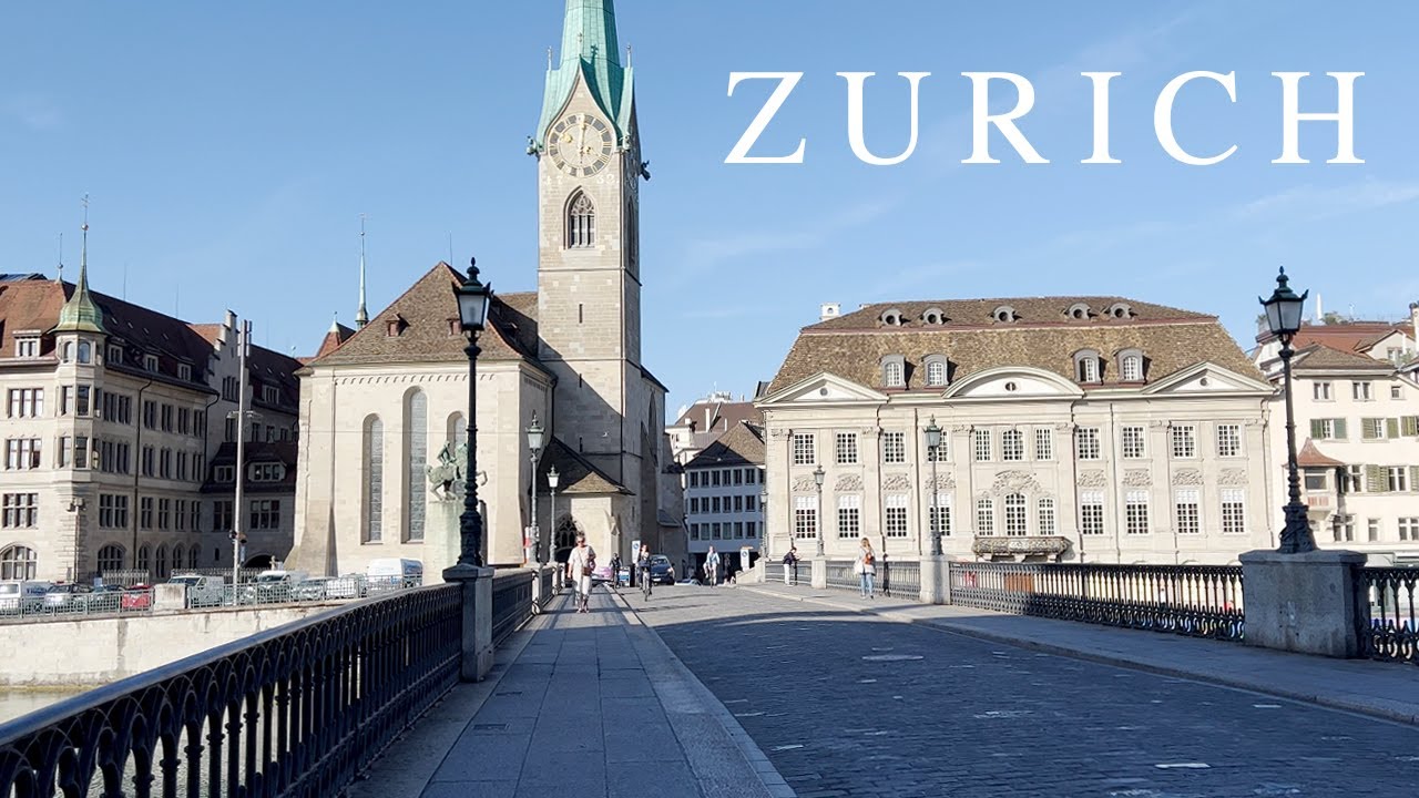 Zurich old city walking tour 🍁 Golden autumn 4K walk 🇨🇭 Switzerland ...