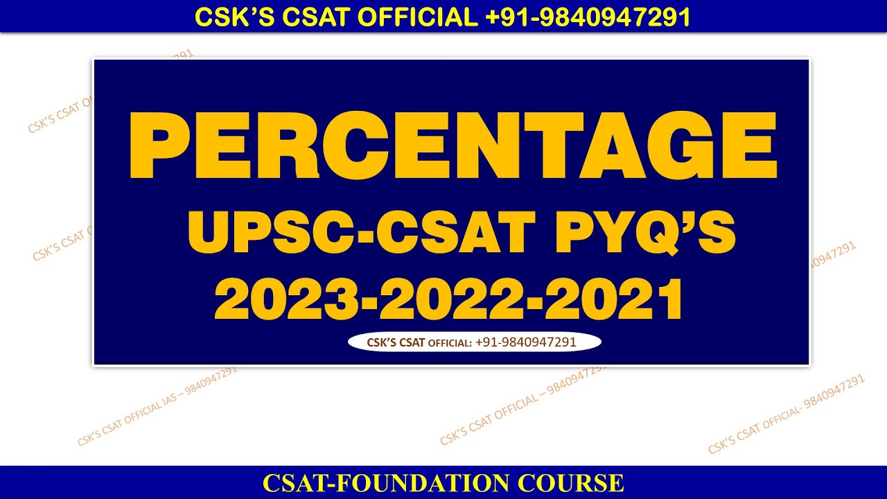 PERCENTAGE UPSC CSAT PYQ'S | 2023-2022-2021 | - YouTube
