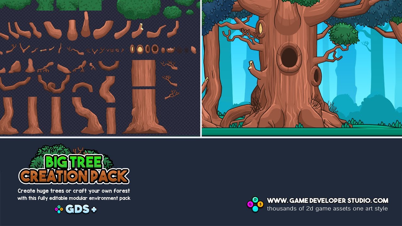 Big tree environment creation pack with GDS plus Game asset editing ...