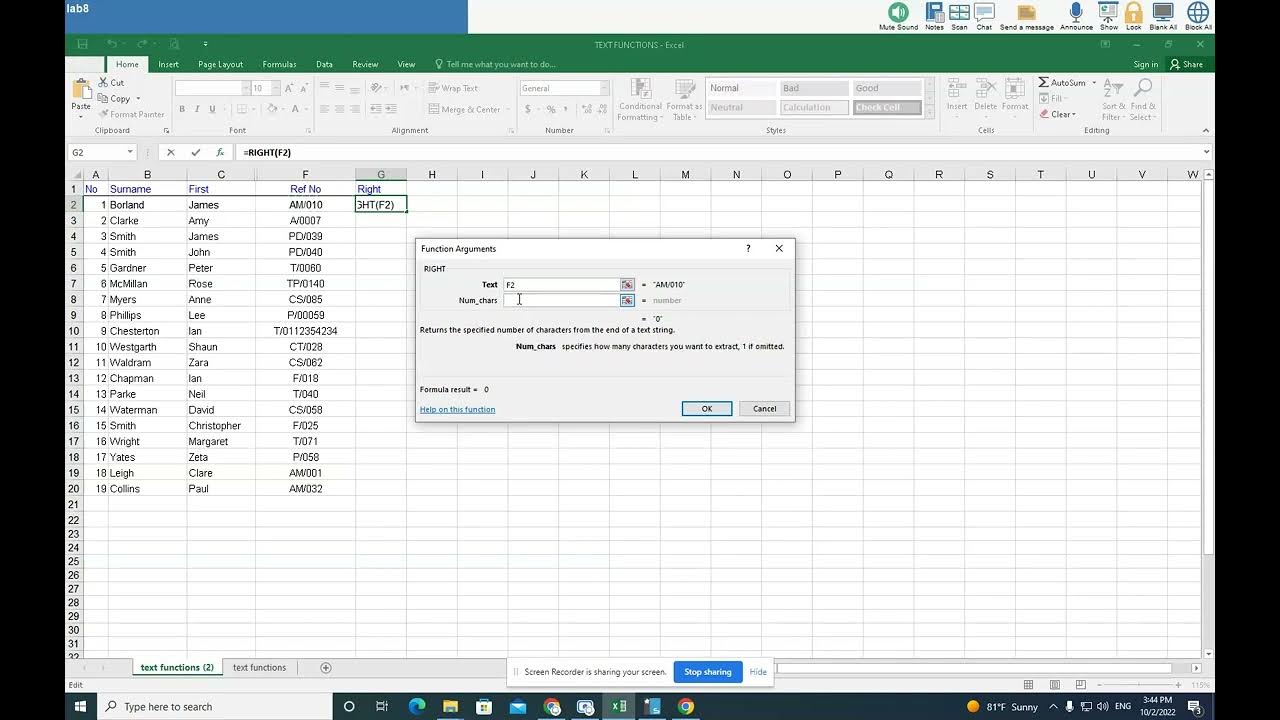 2.9 Right Function Excel 2016 |الدالة right واستخدامتها - YouTube