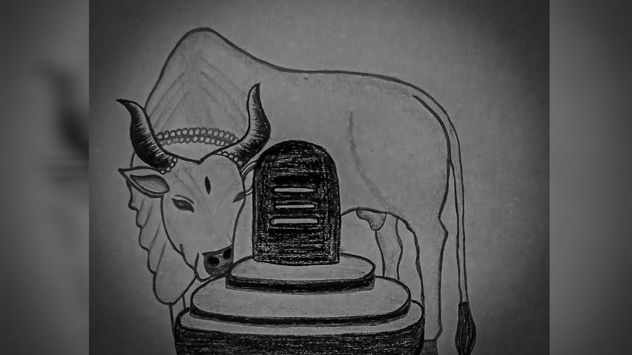 How to draw shiva ling and nandi / Easy Shiv ling drawing / Mohadev ...