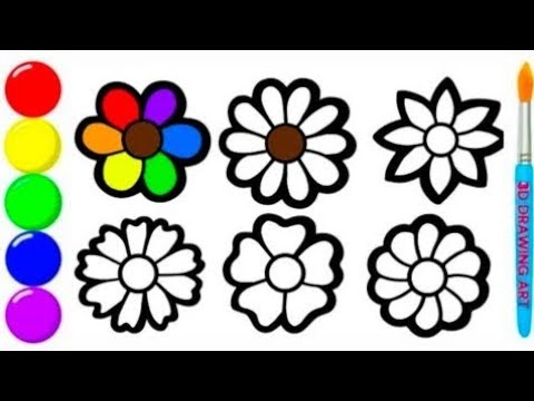 Flower drawing painting,colouring | easy acrylic painting for kids | Art and Learn