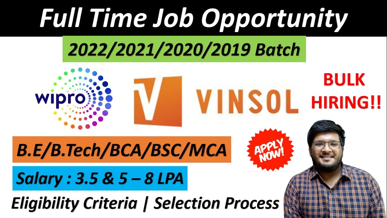 Wipro | VINSOL Hiring 2022/2021/2020/2019 | Off Campus Job ...