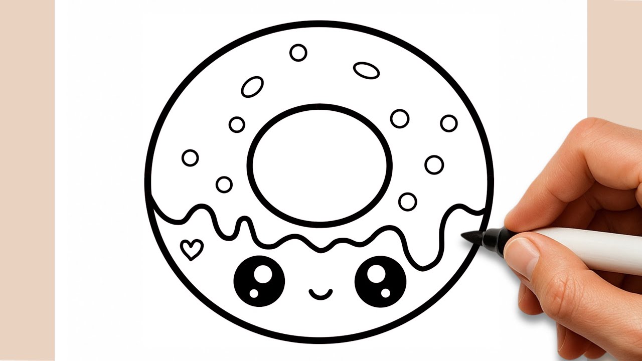 How to Draw a Cute Donut Step by Step | Easy Drawing for Kids - YouTube