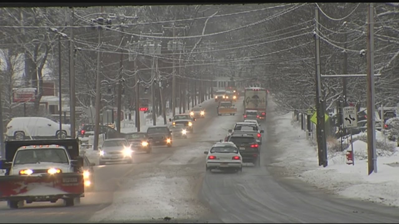 Snow-covered roads snarled morning commute in Berkshire County - YouTube