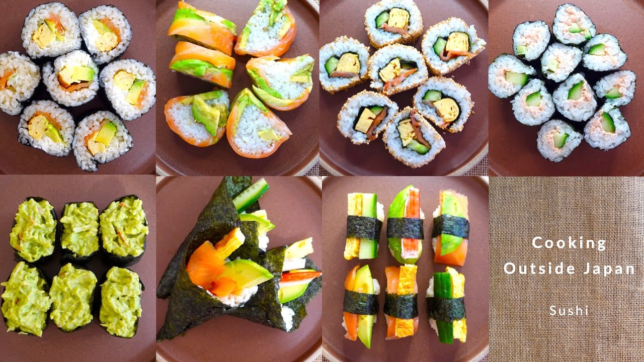 Simple & Easy Sushi at home 🍣 6 + 1 ideas - YouTube