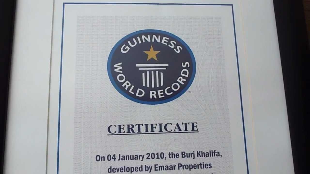 At The Top Burj Khalifa's Guiness World Record Certificate - YouTube