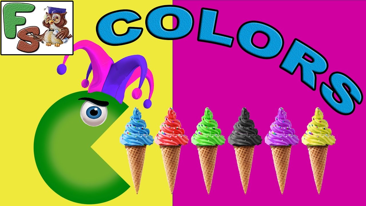 Colors for Children to Learn with Packman and Ice Cream Cartoon ...