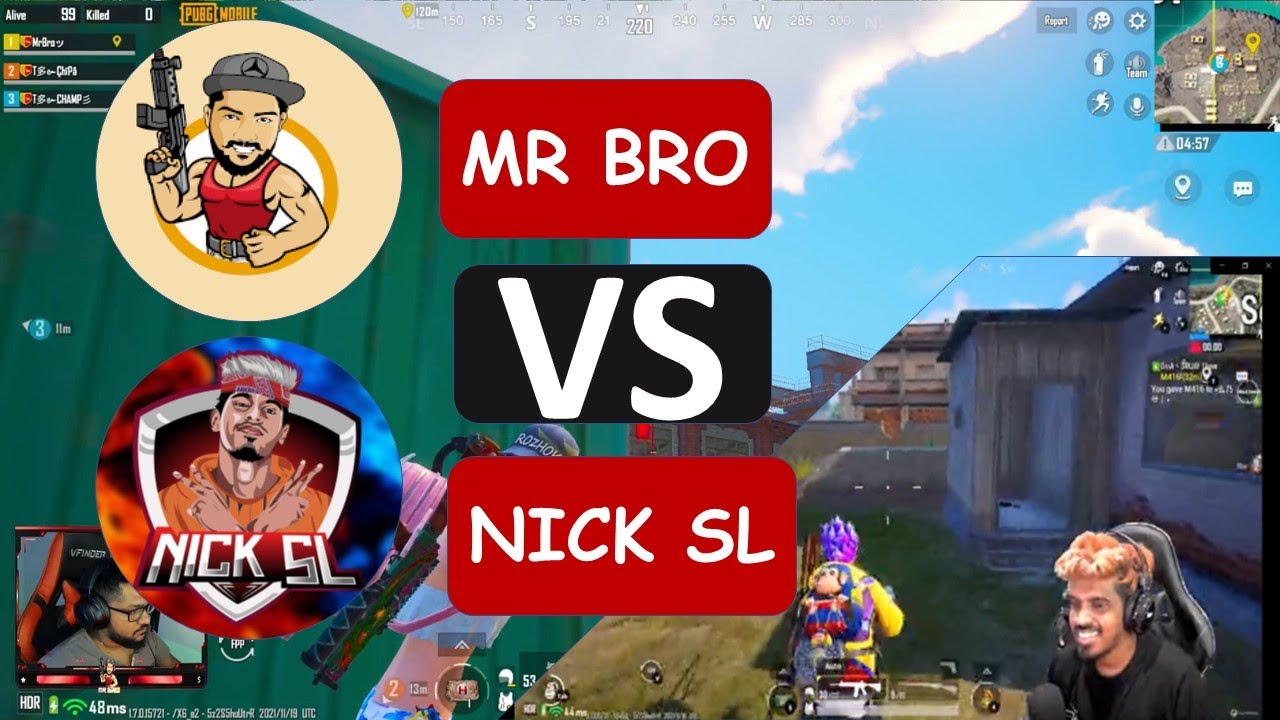 Mr bro Vs NICk Sl || sl vs sl || Friendly battle || pubg mobile - YouTube