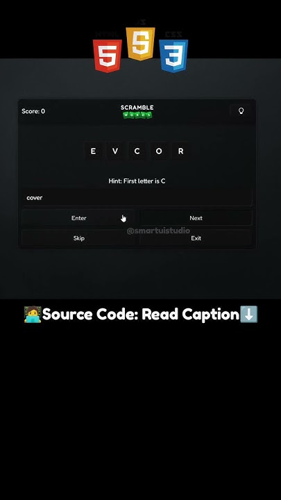 Scramble Words Game Using Html Css Js Shorts Javascriptproject Youtube