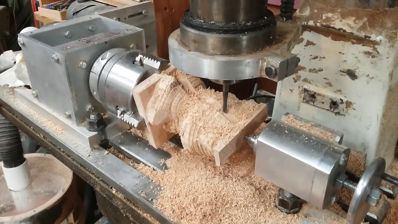 CNC wood carvings and 4th axis - YouTube