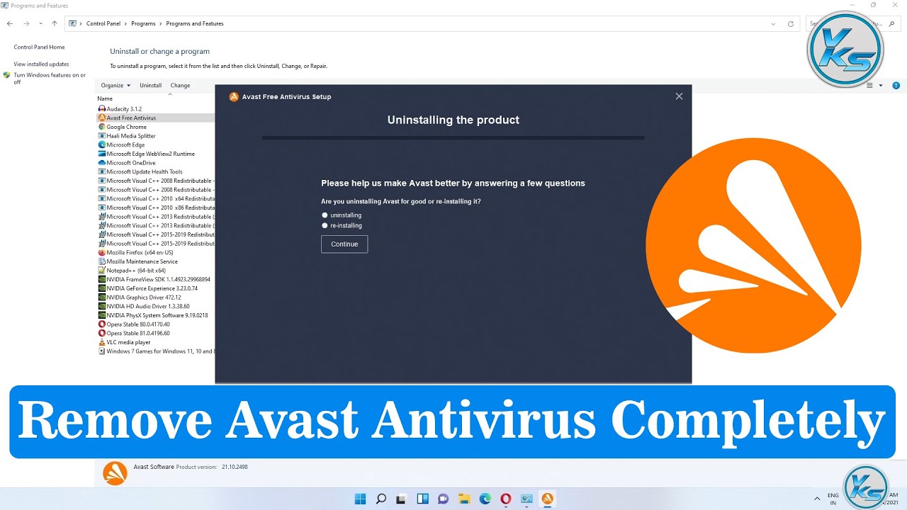 Can't Uninstall Avast - How To Remove Avast Antivirus Completely - YouTube